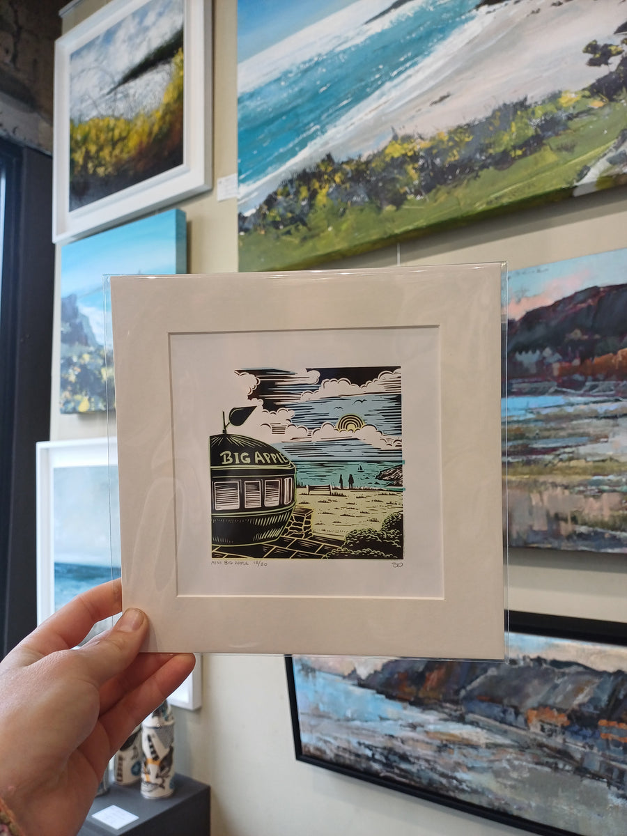 Mini Big Apple Lino Print by Sarah Defriend – Gower Gallery