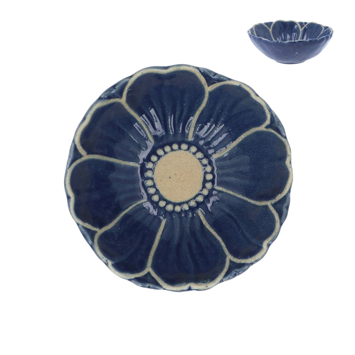 Navy Stoneware Flower Small Bowl – Gower Gallery