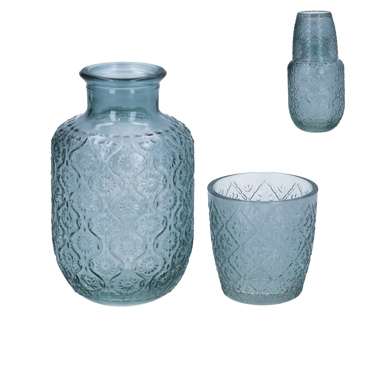 Blue Glass Daisy Water Carafe Set – Gower Gallery