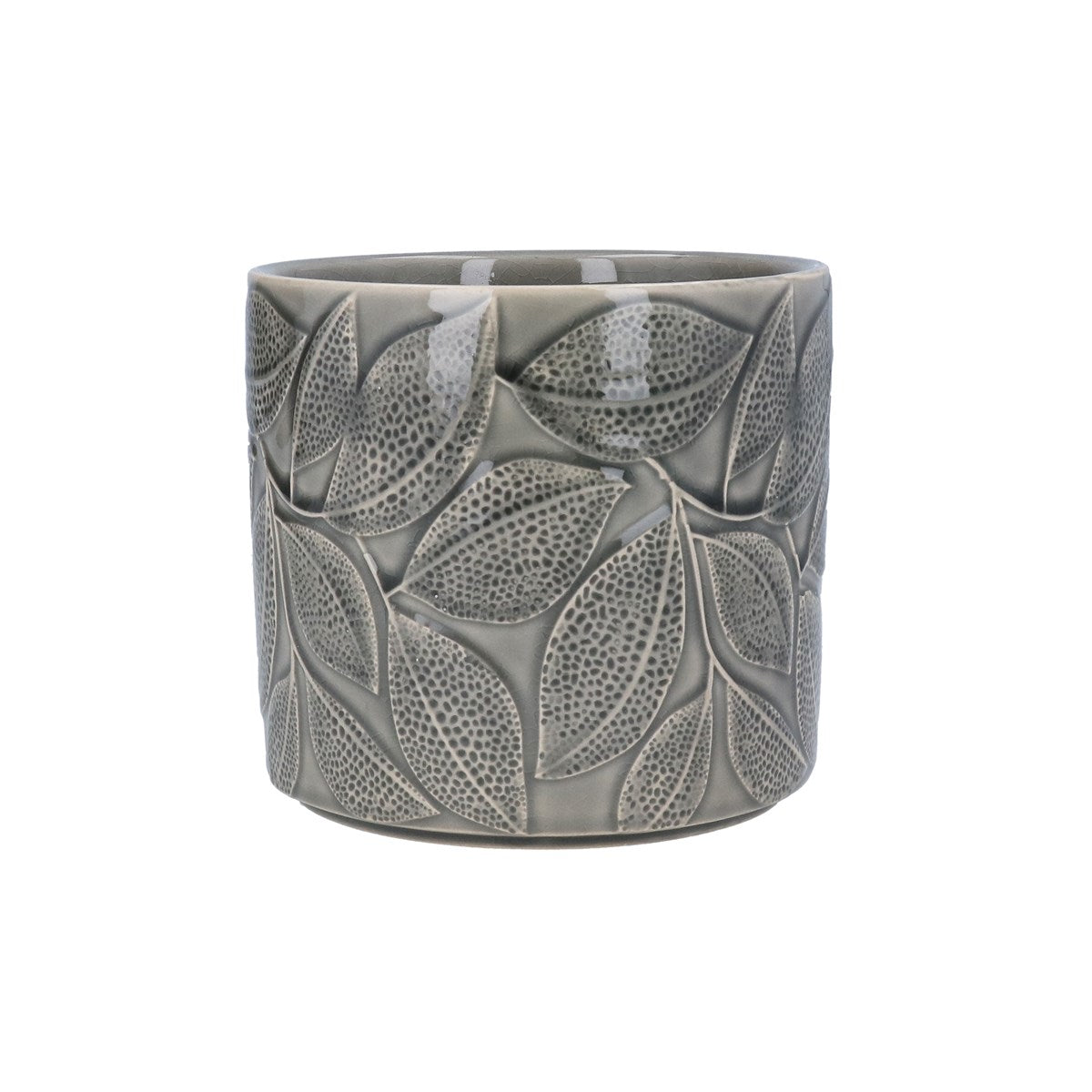 Grey Leaves Stoneware Pot Cover – Gower Gallery
