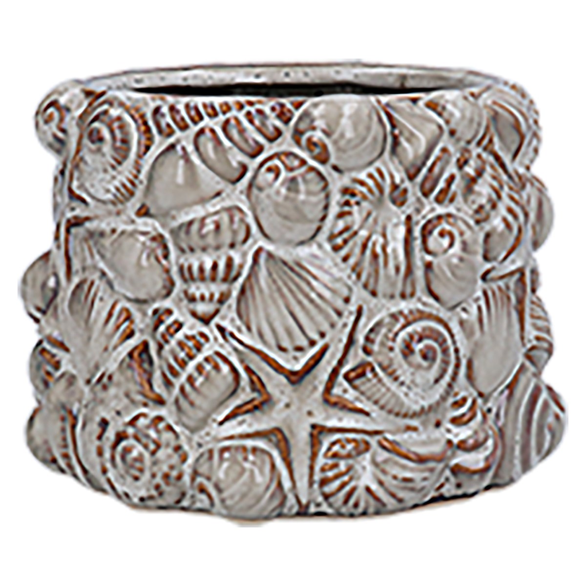 Embossed Shells Stoneware Pot Cover - 14.5cm – Gower Gallery
