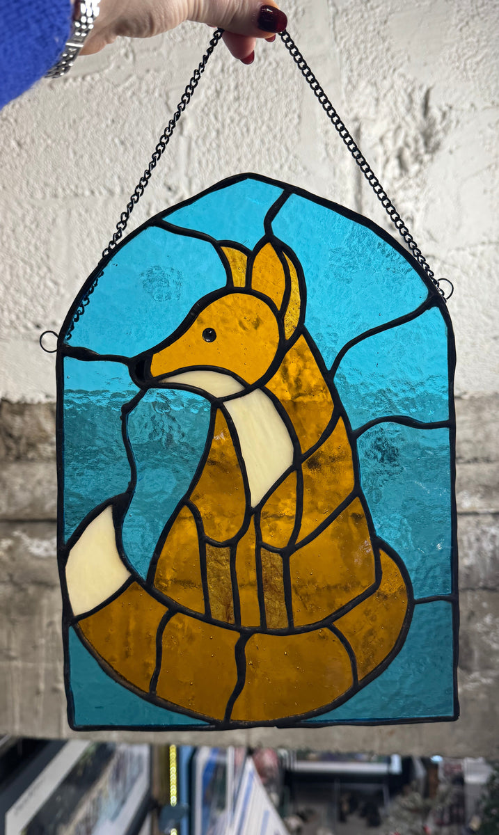 Sitting Fox Hanging Stained Glass for sale on behalf of Sian Bailey ...