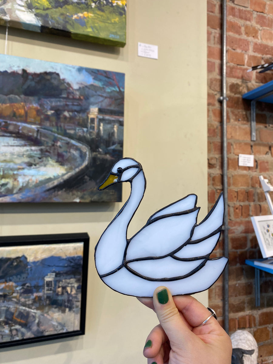 Swan Stained Glass for sale on behalf of Sian Bailey – Gower Gallery