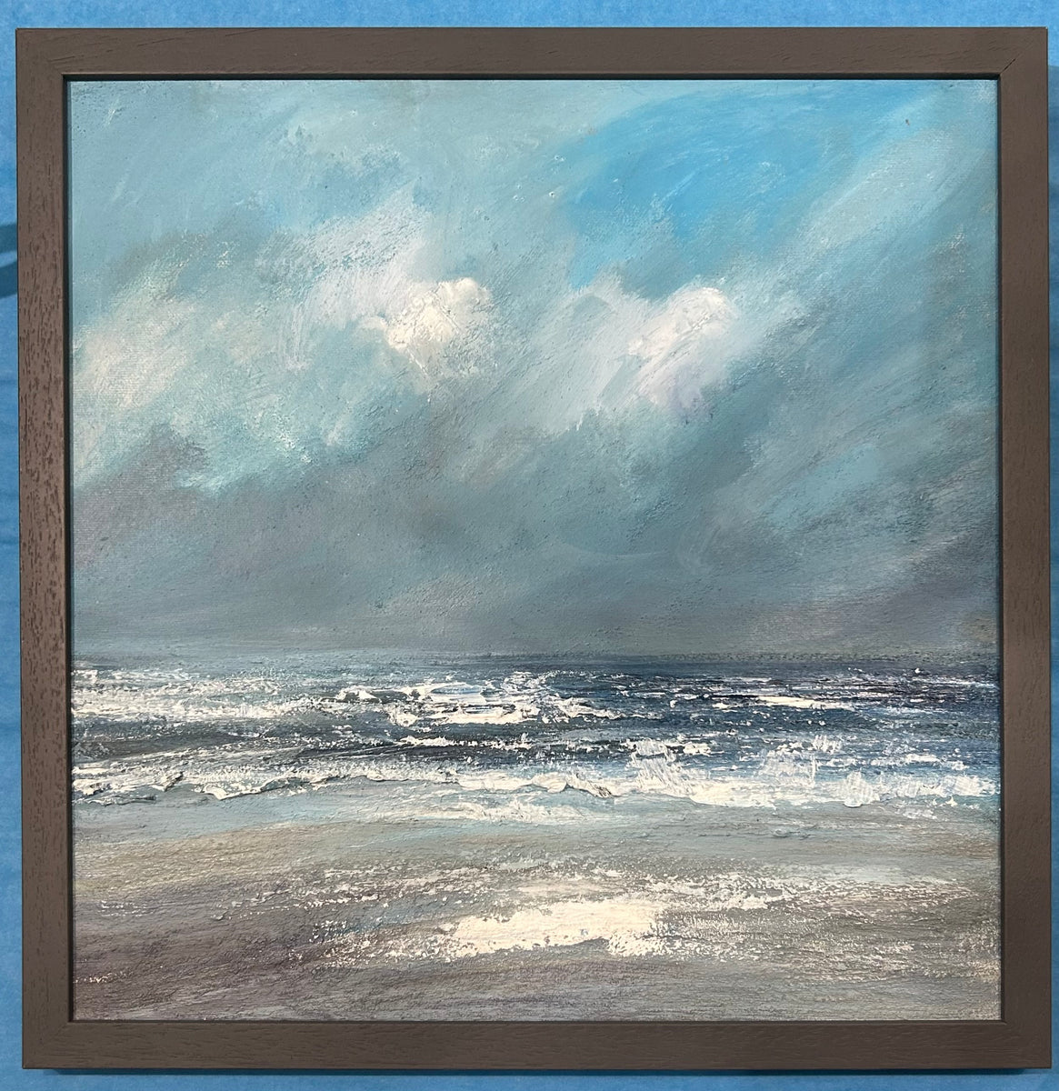 Stormy Seas 40x40cm Original oil on canvas by Sue Davies – Gower Gallery