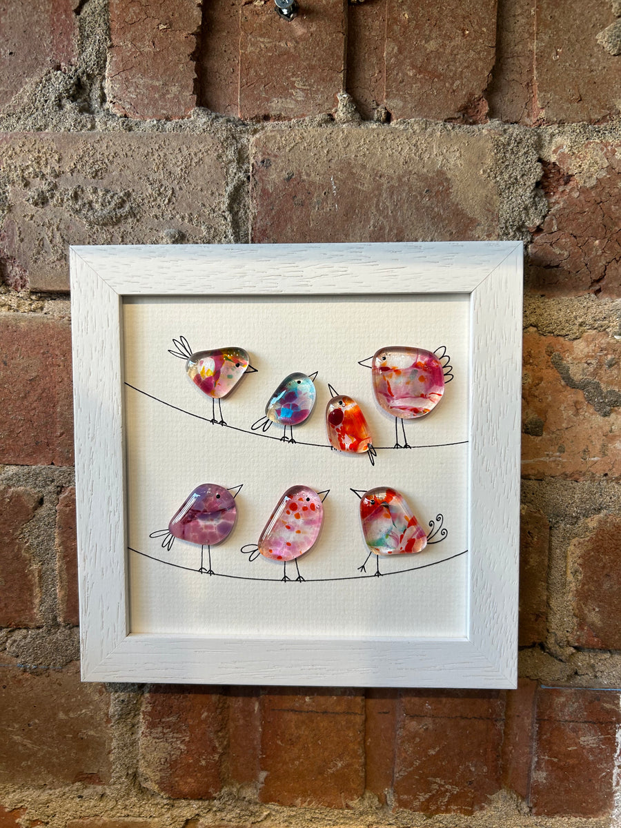 Birds on a Line Framed Glass 18 x 18 cm Sold on Behalf of the Artist ...