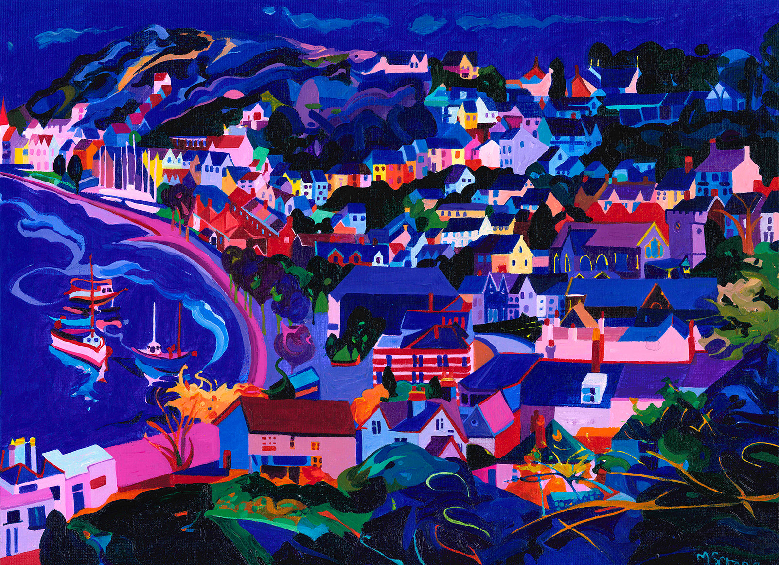 Mumbles Village Limited Edition Giclee Print for sale on behalf of Mic ...