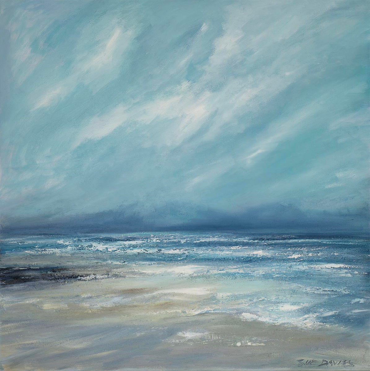 Rough Seas 90x90cm Original oil on canvas for sale on behalf of Sue Da ...