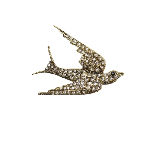 Swallow in Flight - A.Gold / Clear Crystal – Gower Gallery