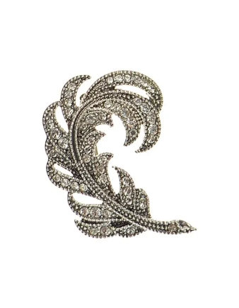 Vintage Plume - Antique Silver / Clear Crystals – Gower Gallery