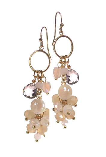 Crystal Cluster Cascade - Pale Rose/Ivory Lustre w/Gold – Gower Gallery