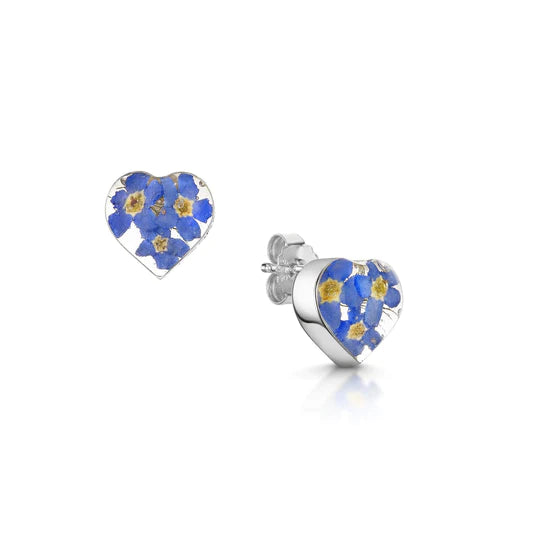 Silver Stud- Forget me not - Heart – Gower Gallery