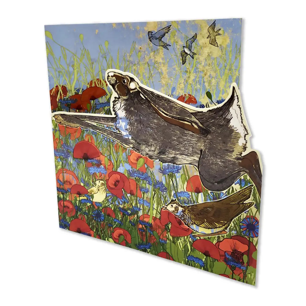Poppy Meadow Hare Greetings Card – Gower Gallery