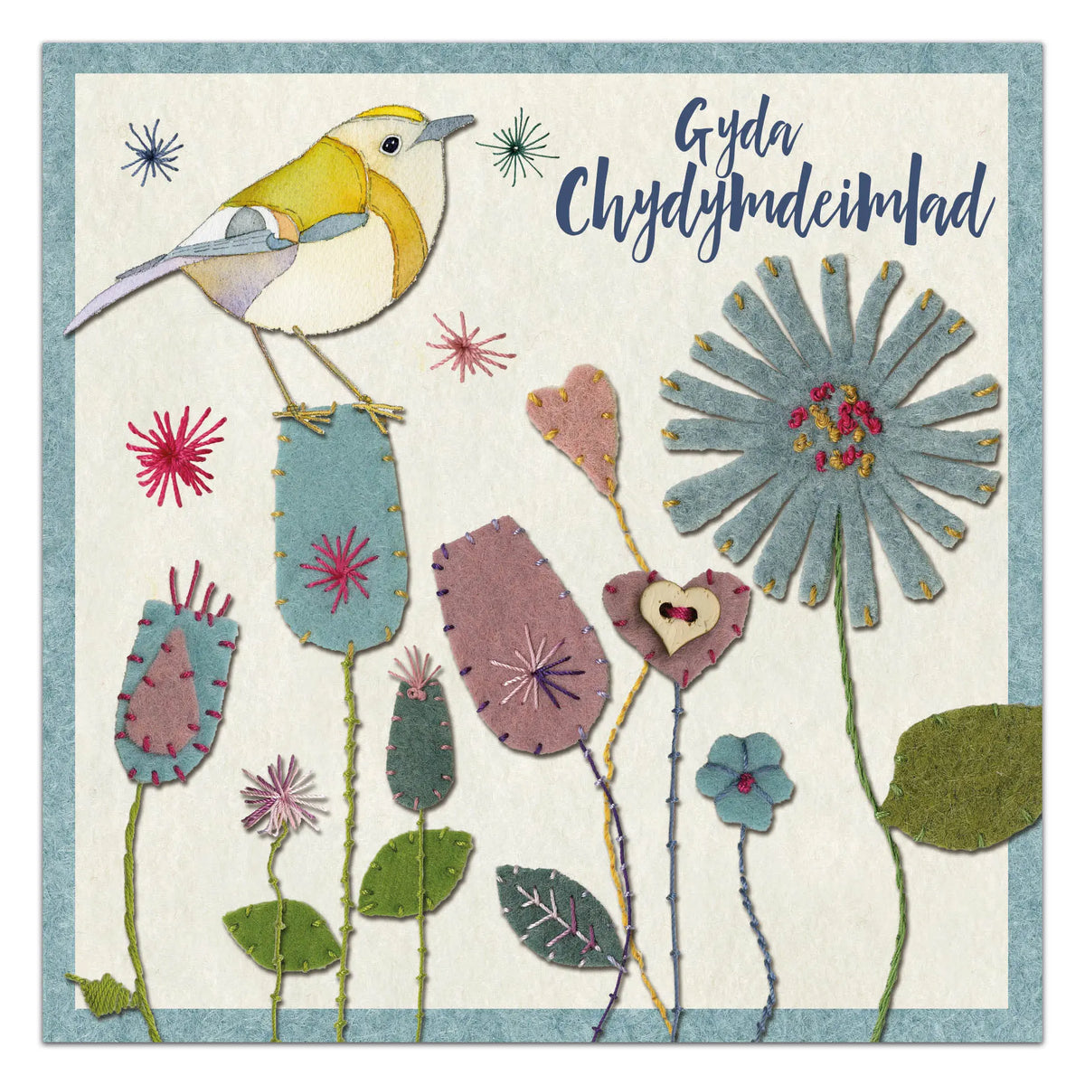 Stitched Yellow Hammer Gyda Chydymdeimlad Greetings Card (With Sympath ...